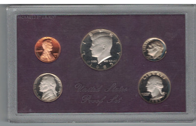 1985 Birth Year Coin Set (5 Proof Coins) Encased in A U.S. Mint Display ...