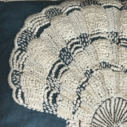 Coastal Collection Nautical Throw Pillow Woven Clam Shell Beaded 13 ...