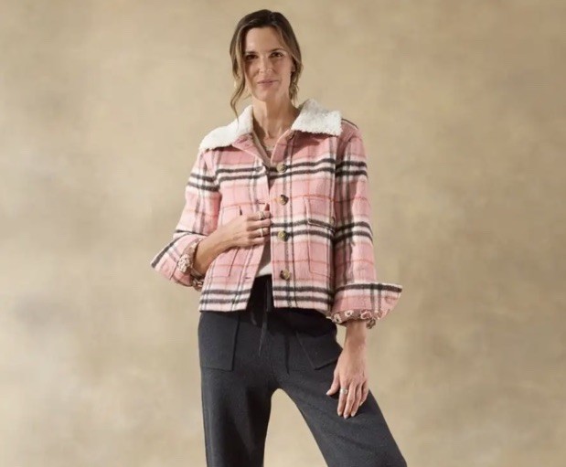NEW! SUNDANCE LIVING CATALOG Womens EDITH Pink Black Plaid Collar ...
