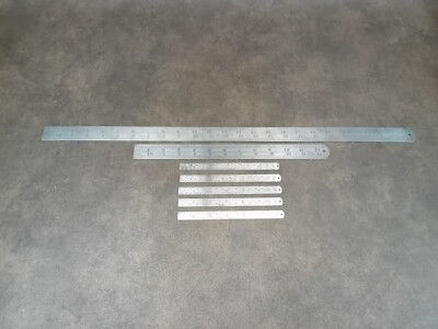 Job Lot of 7 Rabone Engineering Engineers Metal Rules Rulers 6" 12" 24 ...