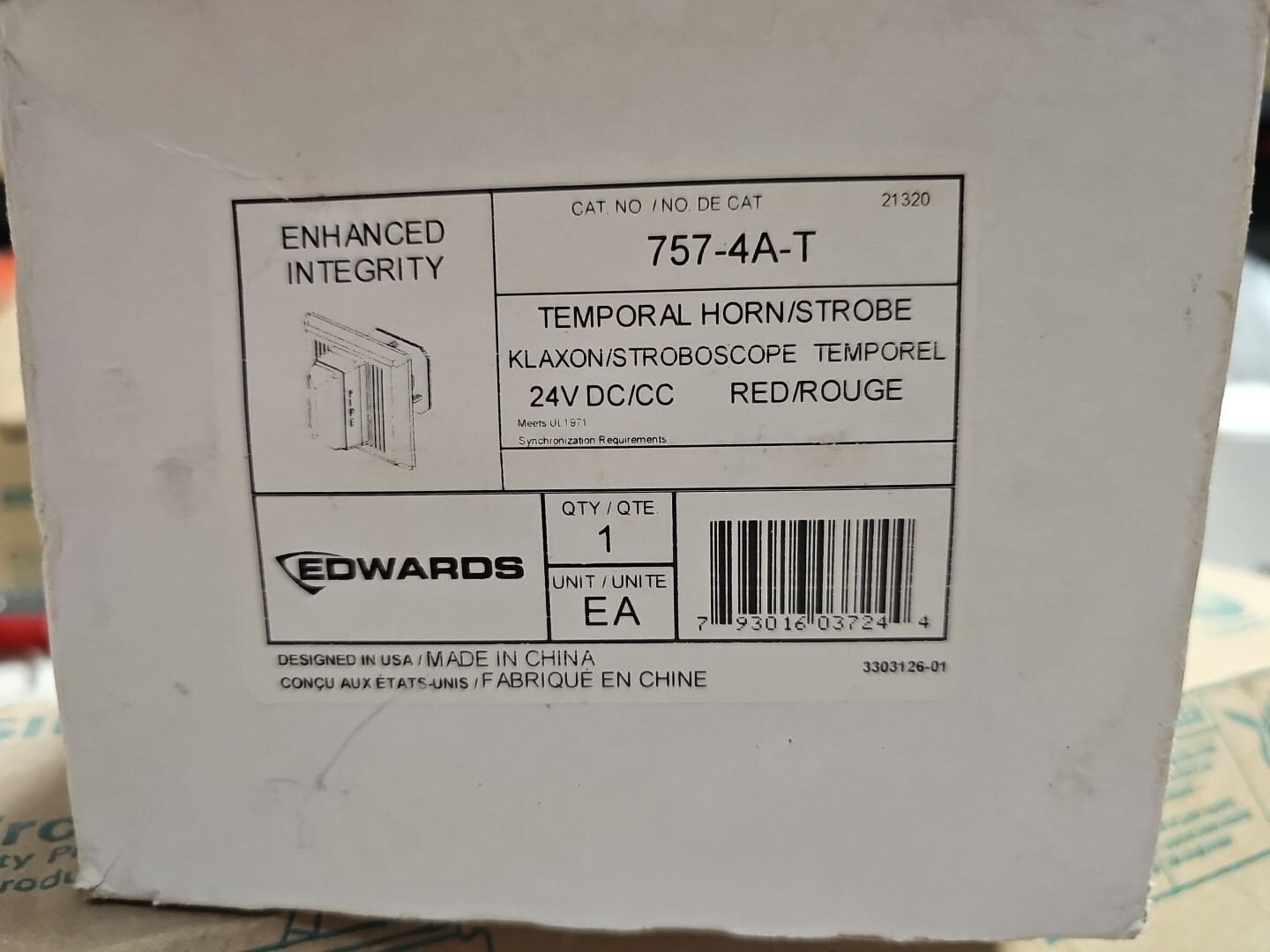 Edwards 757-4A-T Integrity Synchronized Temporal Horn Strobe for sale ...
