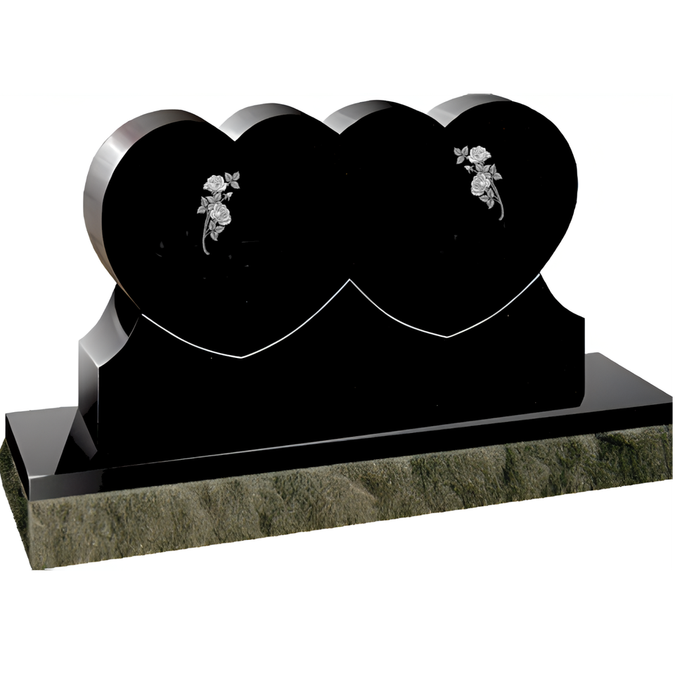Cemetery headstone - connected hearts - includes engraving- companion 2 ...