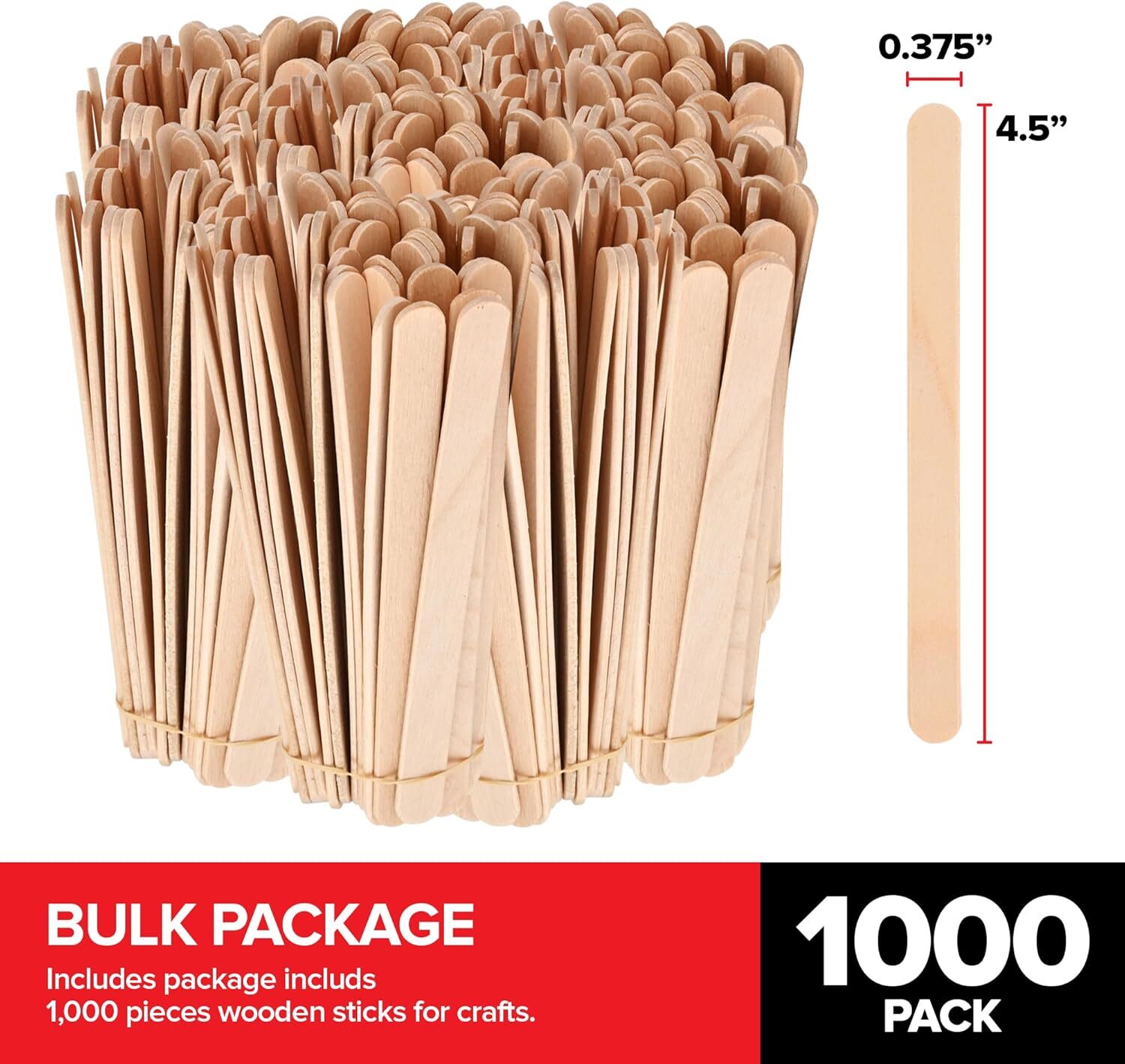 Stock Your Home (1,000 Pcs) Wooden Popsicle Sticks for Crafts Bulk 4.5 ...