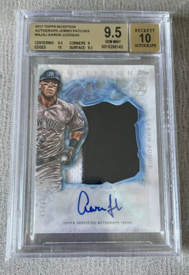 2017 Topps Inception AARON JUDGE RC Auto Jumbo Patch 45/45 BGS 9.5/Auto ...