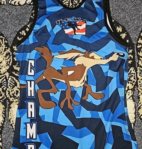 Addix Wile. E. Coyote Singlet Boys Large Wrestling Gear Champion Print ...