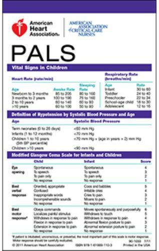 PALS Pocket Reference Card by American Heart Association Staff (2011 ...