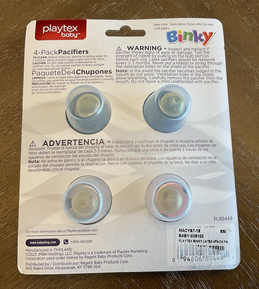 Playtex Baby Binky Latex BPA Free Pacifier With Cover 4 To A Package ...