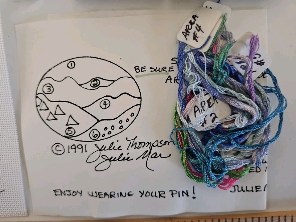 Julie Mar Studio Needlepoint Canvas OVAL PIN KIT #1 Julie Thompson ...