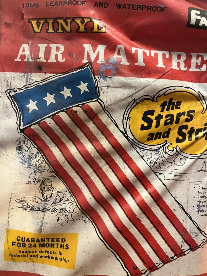 Vtg Stars And Stripes Inflatable Air Mattress Pool Float 70s Vinyl Flag ...