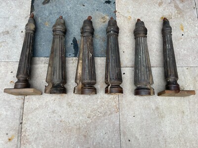 6 Heavy Antique Vintage Wooden Wood Dining Table Legs With Casters ...