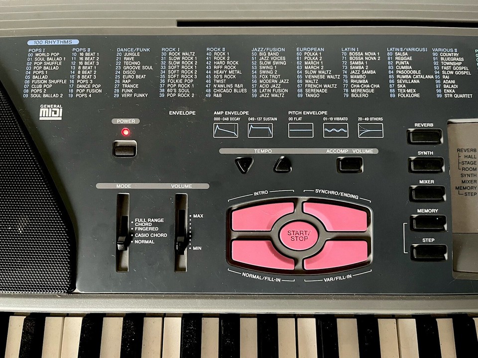 Casio WK 1200 keyboard. 76 Keys With Stand. Missing Cord, Runs On ...
