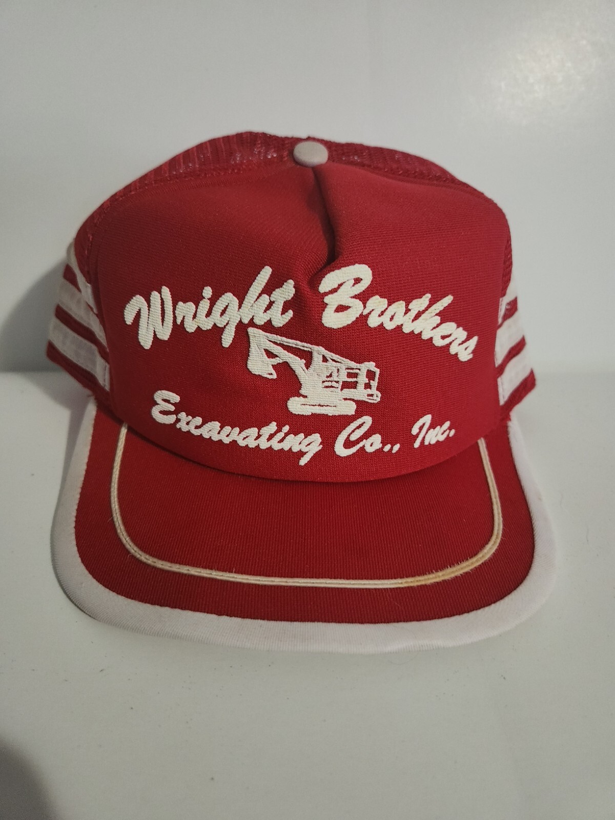 Vtg 3 Stripe Trucker Hat Wright Brothers Excavating C… - Gem