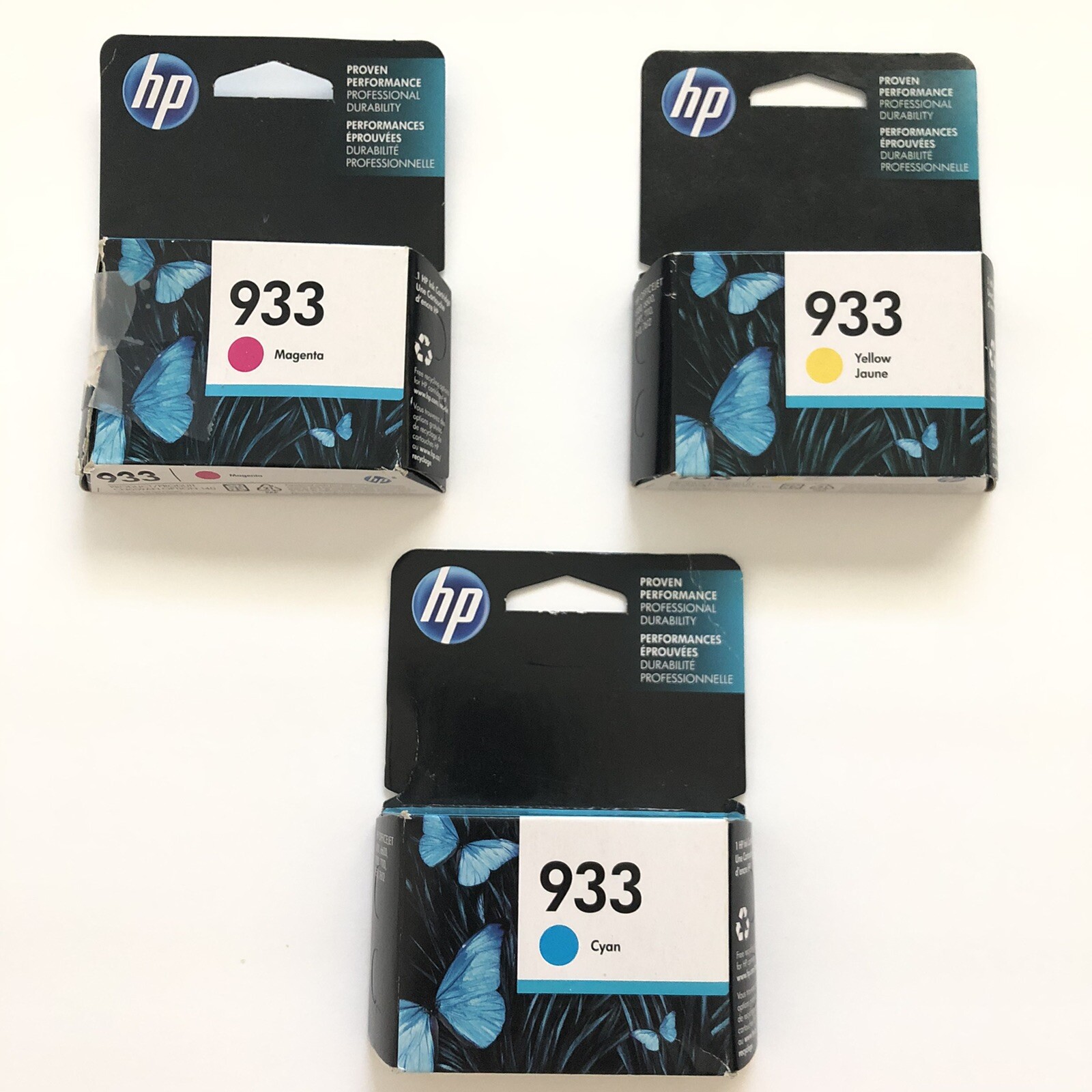 Lot Of 3 New Genuine HP 933 Ink Cartridge Cyan Magenta Yellow Exp 2017 ...