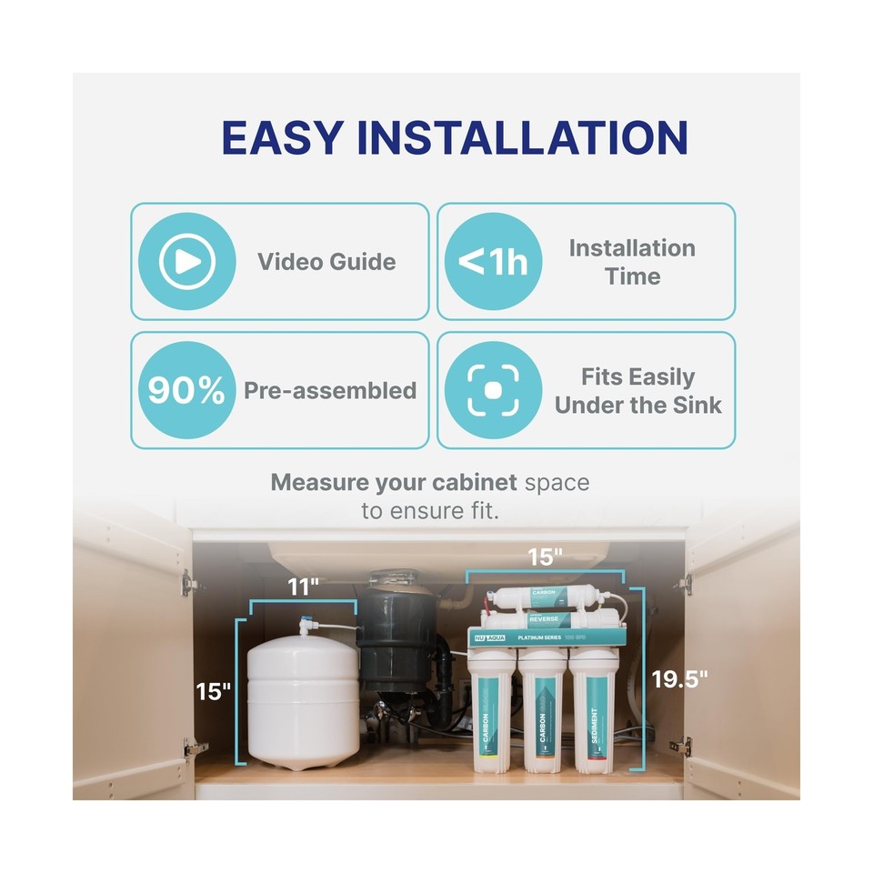 NU Aqua 7-Stage UV & Alkaline Under Sink Reverse Osmosis Water Filter ...