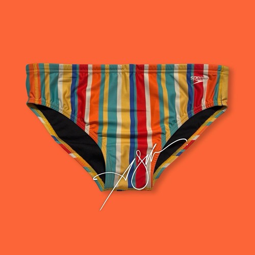 New Speedo Men's Printed One Swim Race Brief Clean Stripe 36" 7052115 ...