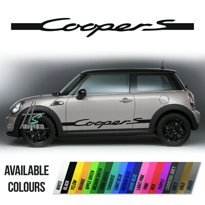 MINI COOPER S SIDE SKIRT LETTERING STRIPES VINYL DECALS STICKERS SPORT ...