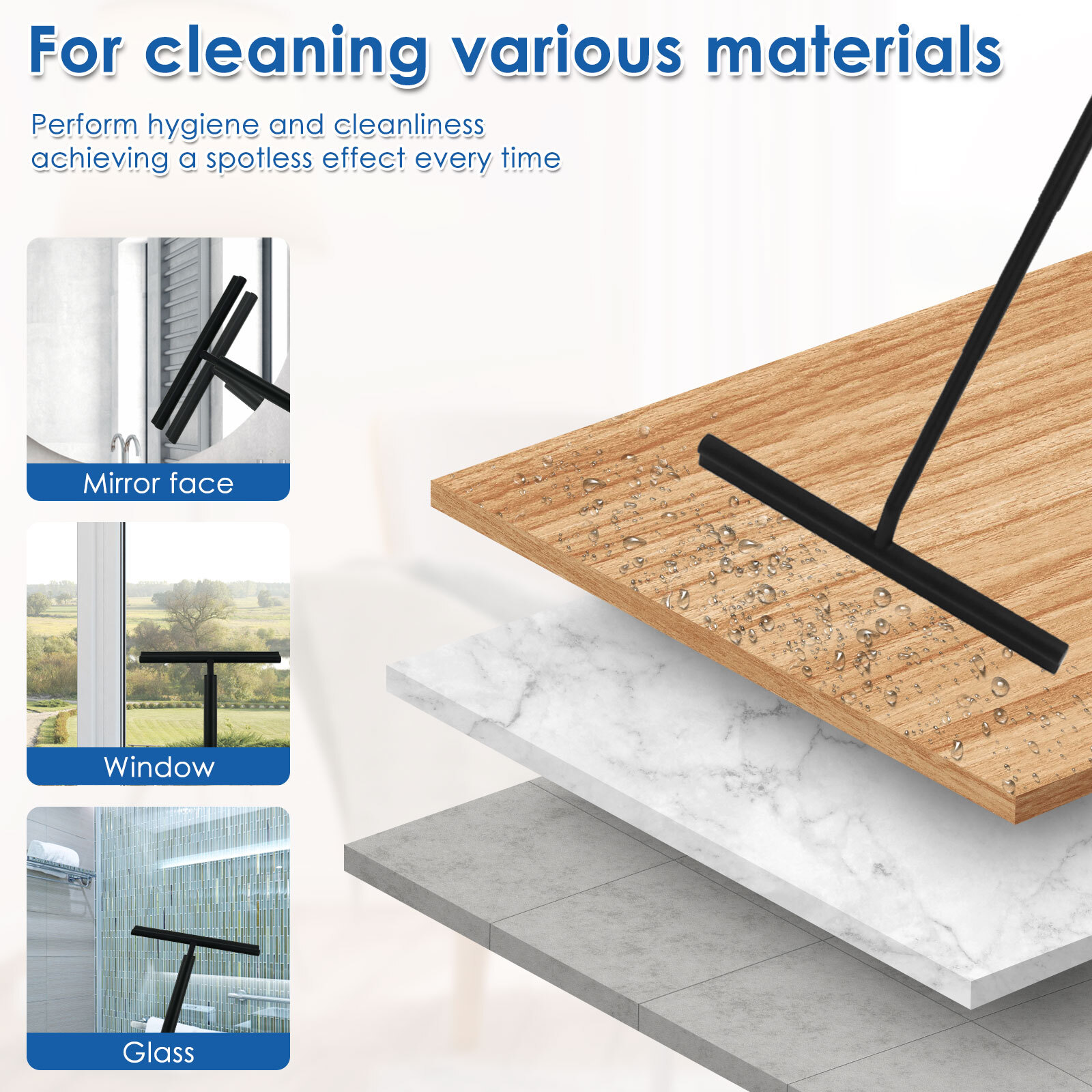 Floor Shower Squeegee Scrubber with Telescopic Handle Streak-Free ...