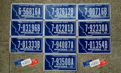 10 MONTANA BLUE FLAT LICENSE PLATES TAGS DECOR BULK SET LOT ART BIG SKY ...