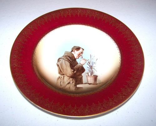 Antique R.C. Bavaria - Hand Painted Plate - Monk, Flowers | eBay