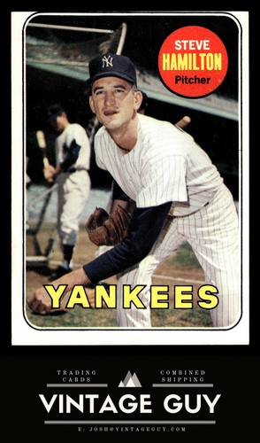 1969 Topps #69 Steve Hamilton Vintage New York Yankees Baseball Card | eBay