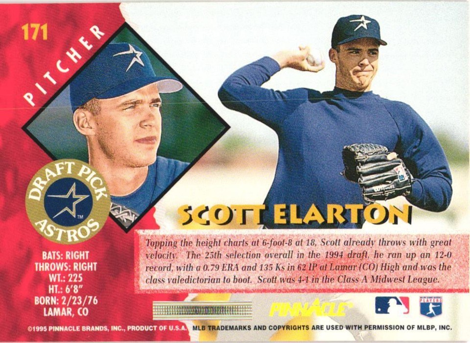 1995 Pinnacle #171 Scott Elarton Houston Astros Rookie | eBay