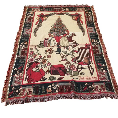 Vtg Bob Timberlake Tapestry Christmas Morning Throw Blanket Rocking ...