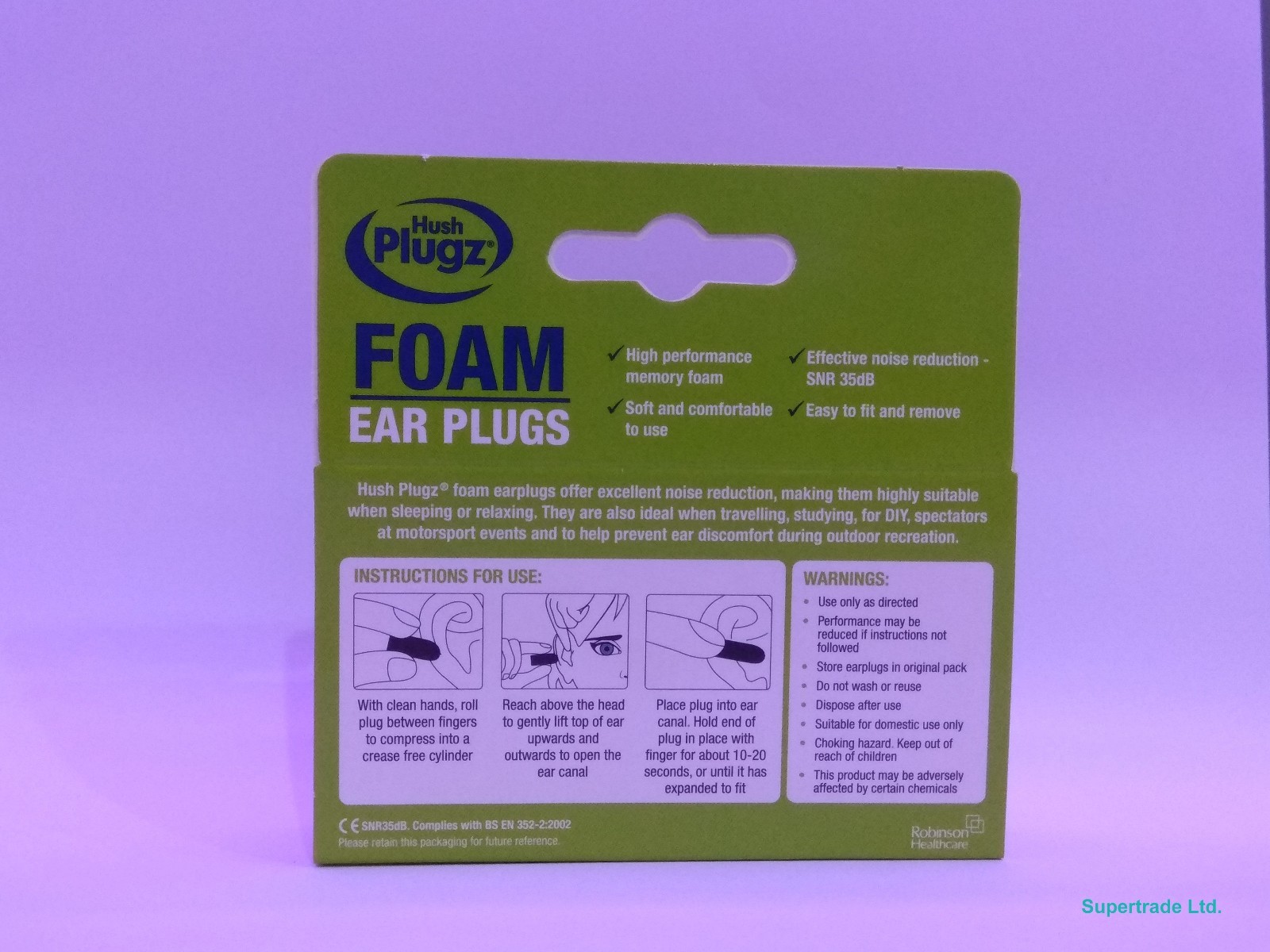 Hush Plugz Foam Ear Plugs Earplugs High Quality Soft Comfortable Fit 4 ...