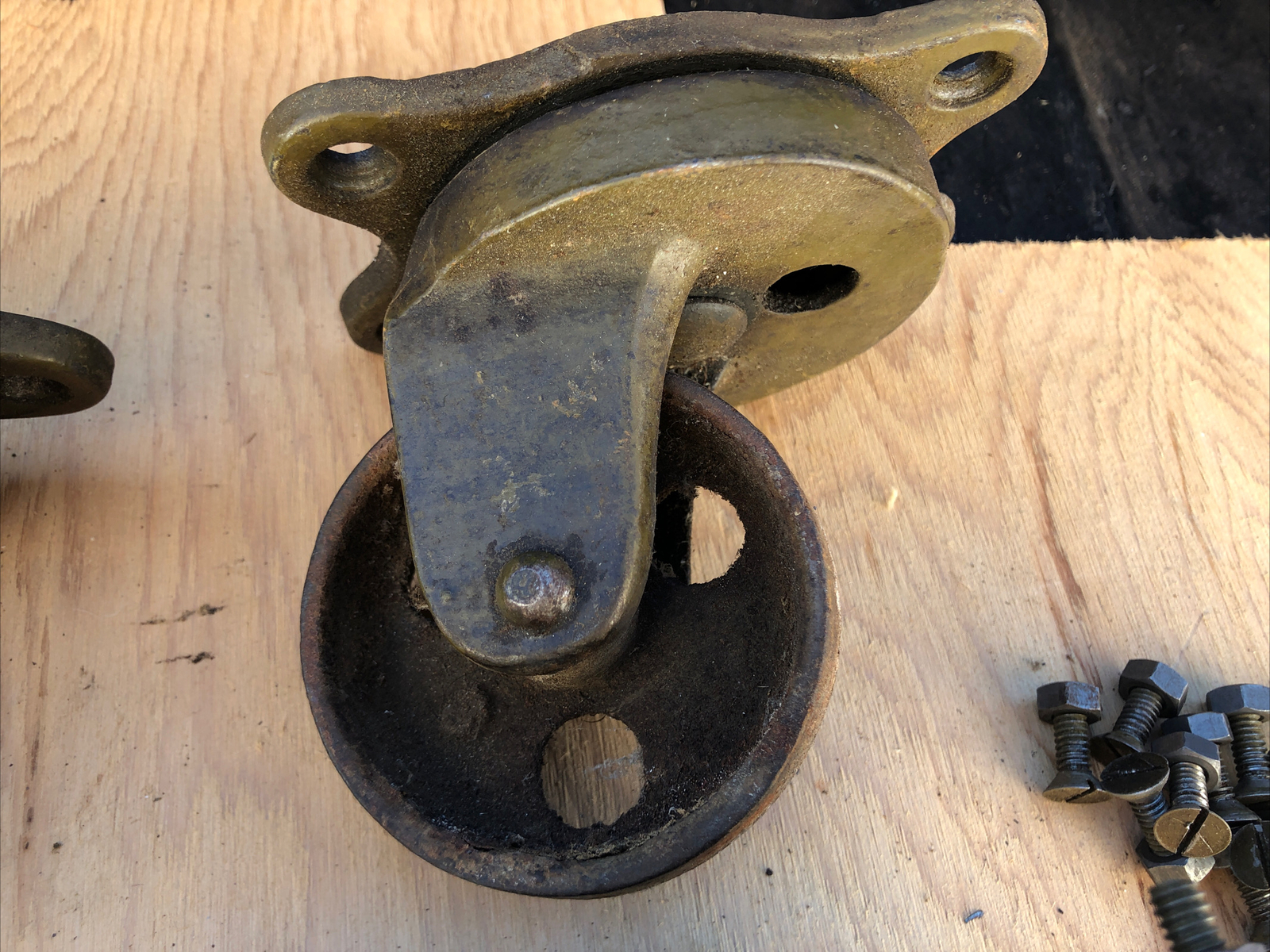 4 Antique 3” Cast Iron Swivel Caster Wheels Steampunk Industrial Heavy ...