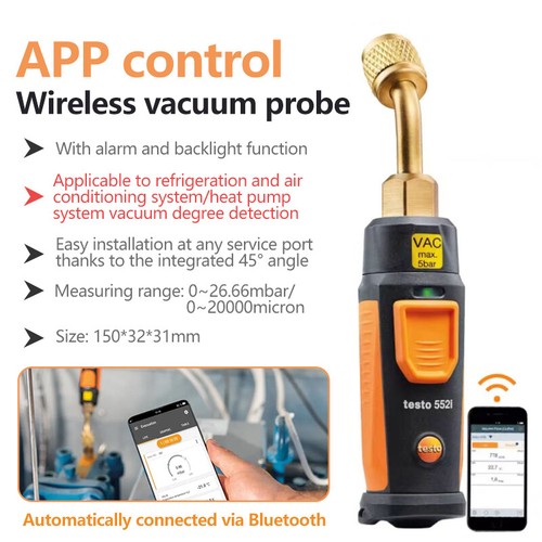 Testo 552i App-controlled Wireless Vacuum Probe Bluetooth for HVAC ...