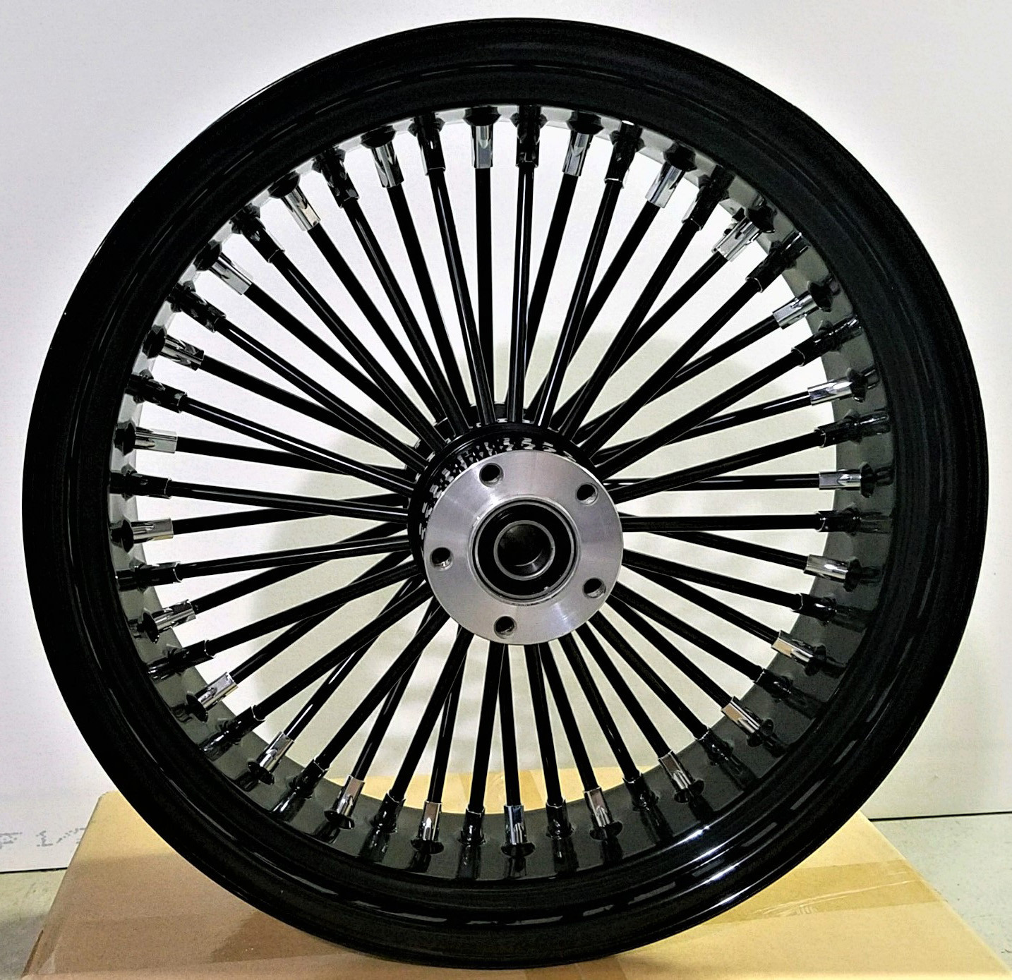 FAT SPOKE 18" REAR WHEEL 180-200mm BLACK HARLEY CUSTOM SOFTAIL RIGID ...