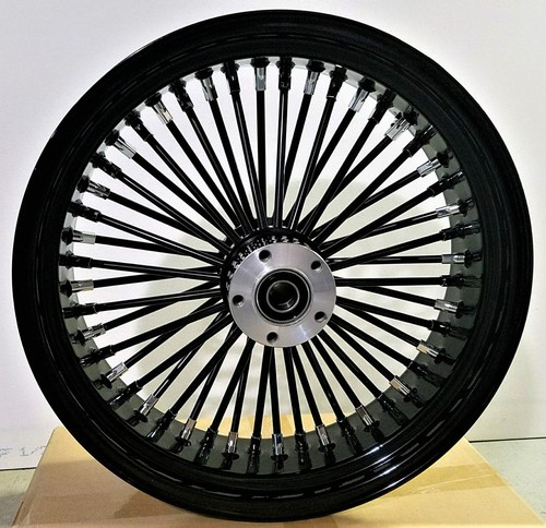 FAT SPOKE 18" REAR WHEEL 180-200mm BLACK HARLEY CUSTOM SOFTAIL RIGID ...