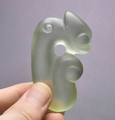 6.5CM Hongshan Culture White Crystal Double Yu Pig Dragon Hook Amulet ...