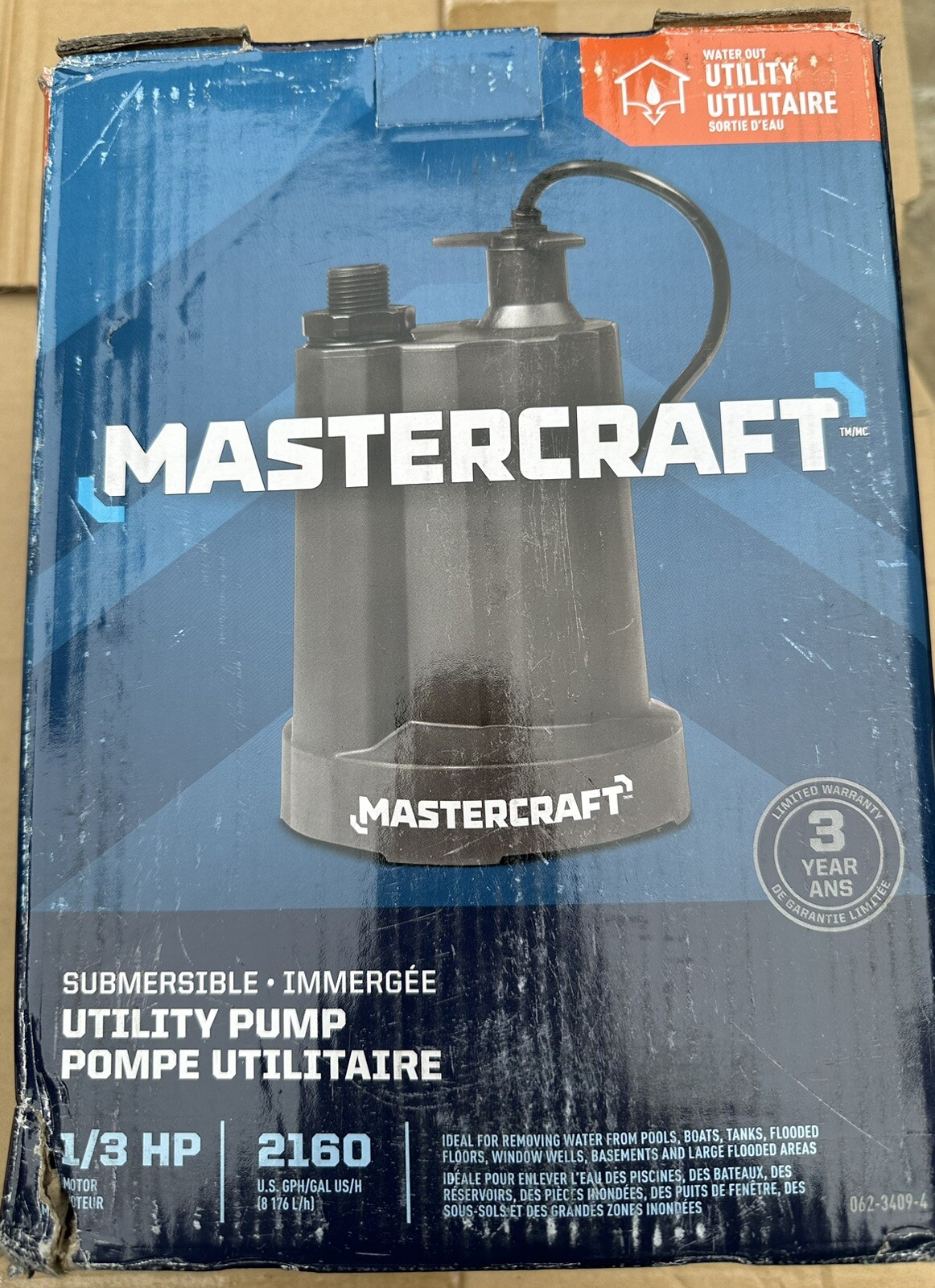 Mastercraft 1/3-HP Submersible Electric Utility Pump | eBay