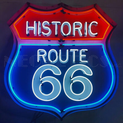 Historic Route 66 Neon Sign 35 Inches Shaped Steel Can Neon Neonetics ...