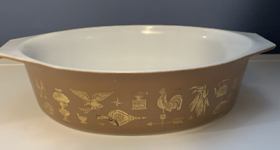 Vintage PYREX Americana Rooster Eagle #045 CASSEROLE Hotdish Baking ...