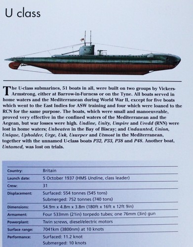 U Class Submarine Vessel Picture Pic Out of Print Spec Sheet Decor Art ...