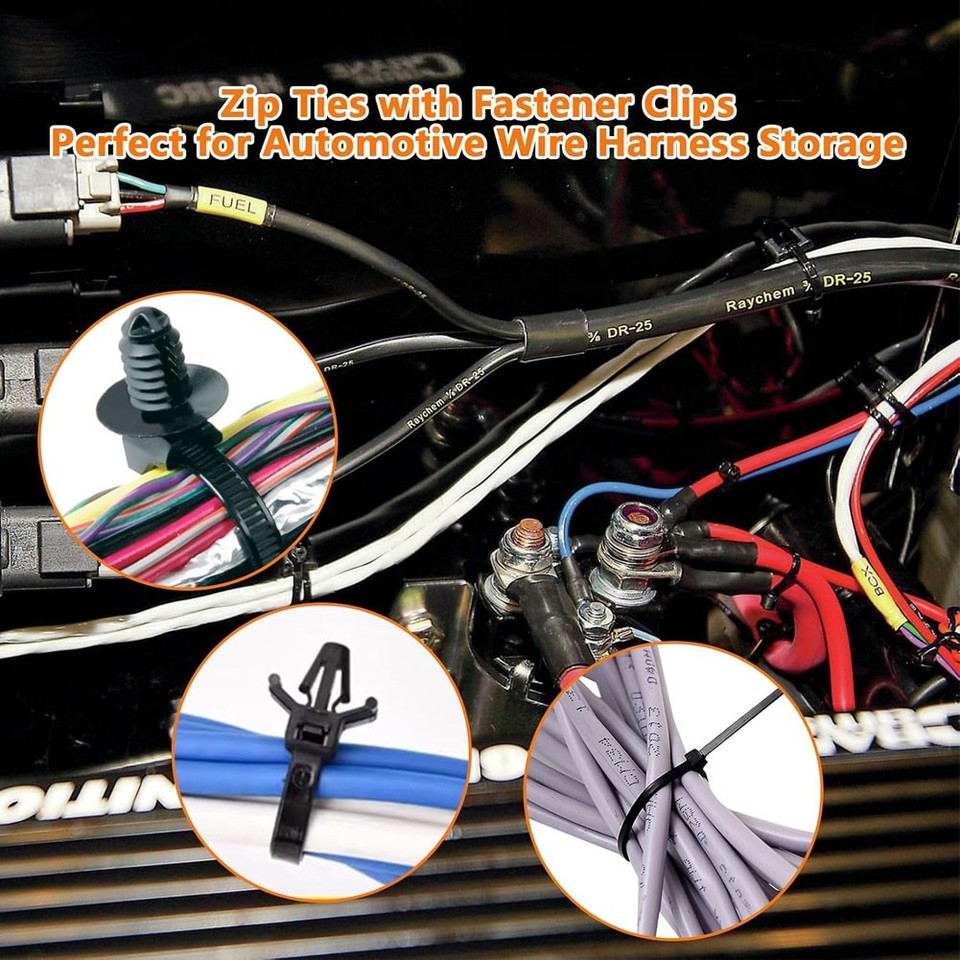 180 Pcs Car Wire Loom Routing Clips Push Mount Cable Zip Tie Auto Push ...