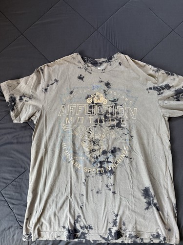 Affliction Grey And Black Tie Die Biker T Shirt | eBay