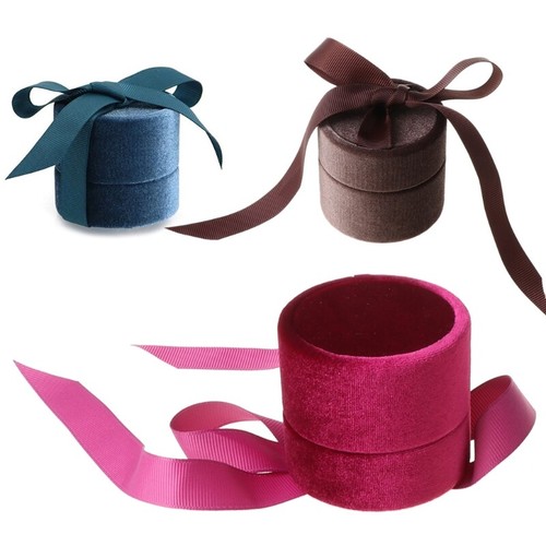 Flannel Luxury Velvet Round Boxes Engagement Wedding Display Box | eBay
