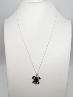 Estate $3000 2ct Black & Si2 H White Diamond TURTLE 14k White Gold ...