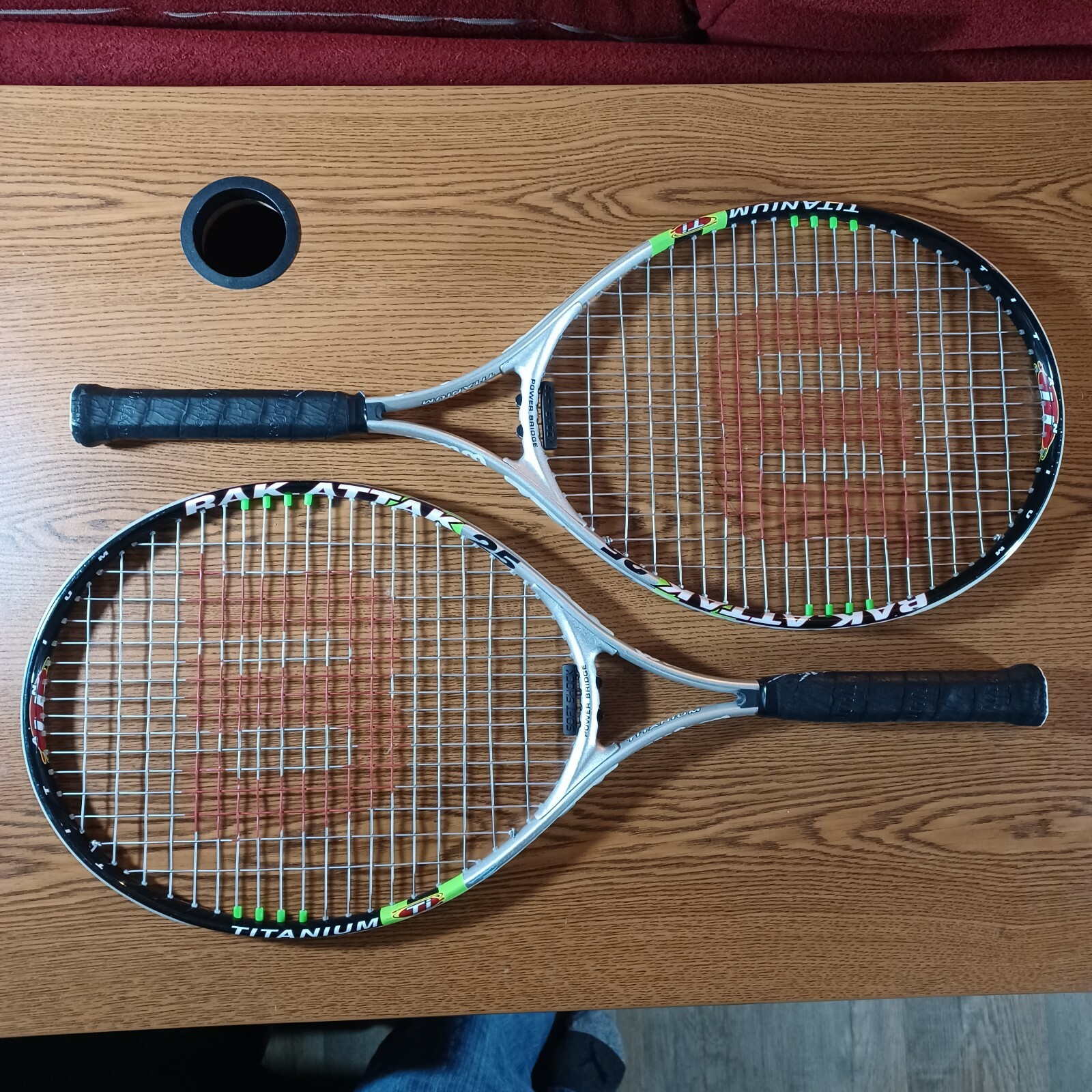 Lot of 2 Excellent Cond Wilson Ti Titanium Rak Attak 25 Tennis Rackets ...