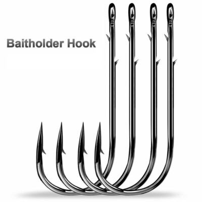 25~100Pcs Worm Hooks Long Shank Barbed hooks Baitholder hooks Live Bait ...