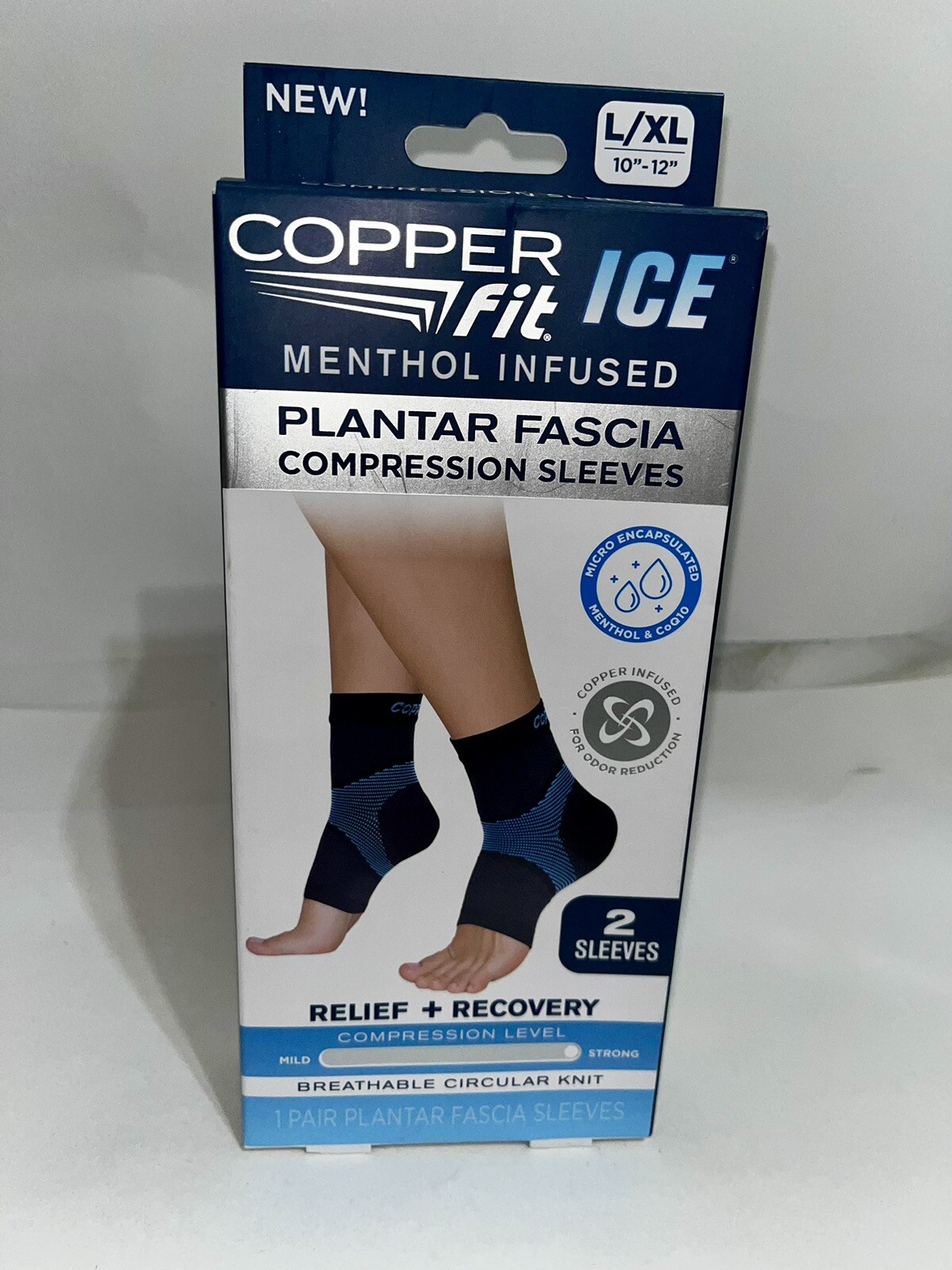 Copper Fit Ice Menthol Infused Plantar Fascia 2 Compression Sleeves L ...
