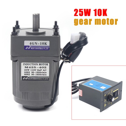 110V 25W AC Gear Motor Electric+Variable Speed Reduction Controller 1: ...