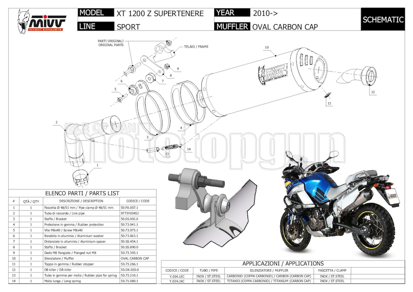 MIVV EXHAUST OVAL CARBON CARBON CAP YAMAHA XT 1200 Z SUPERTENERE 2020 ...