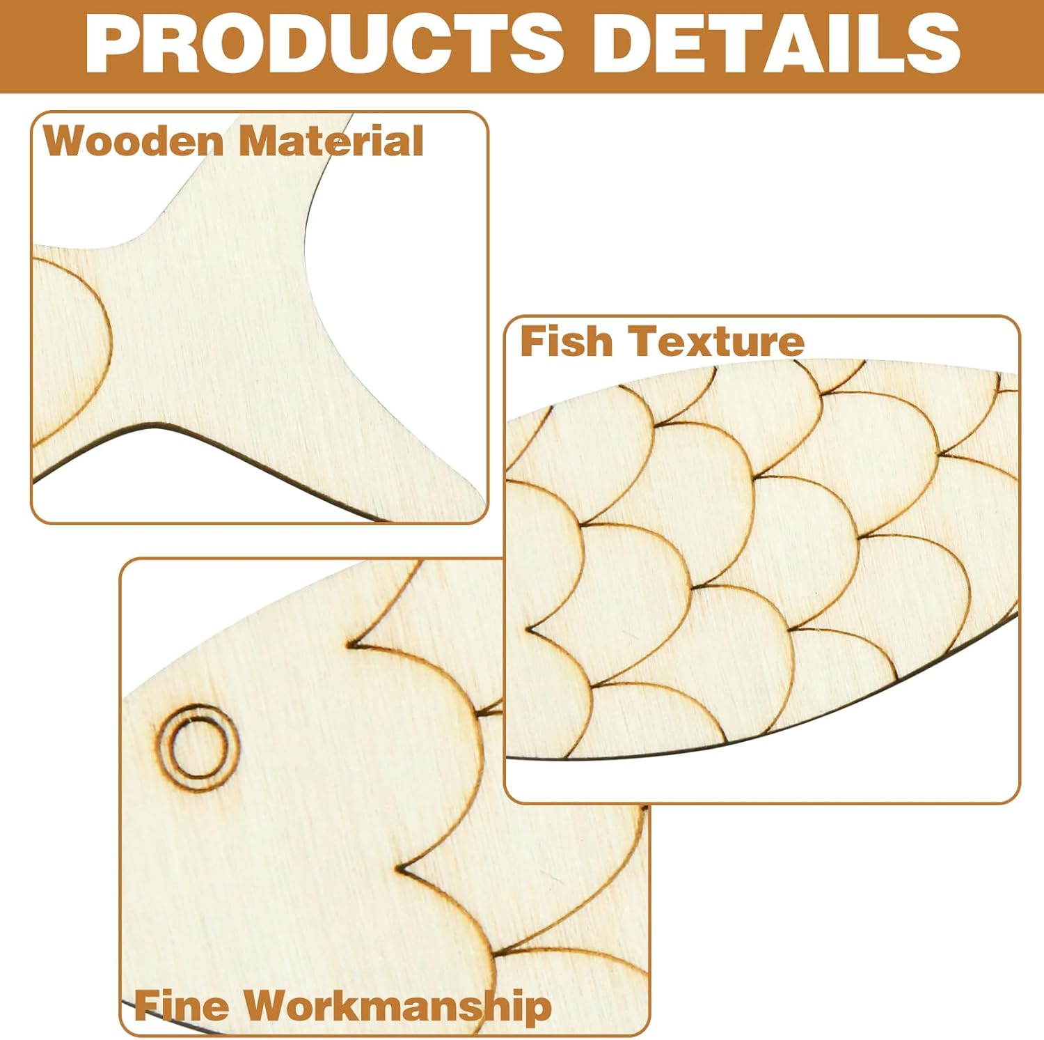 30Pcs Wooden Fish Cutouts DIY Craft, Unfinished Blank Wooden Signs Fish ...