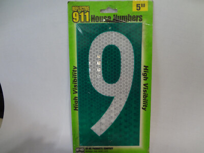 Hy-Ko Reflective 911 House Numbers 5" High Visibility House Number "9 ...