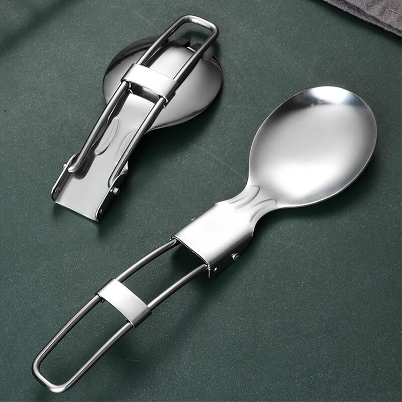 304 Stainless Steel Folding Spoon Fork Knife Outdoor Three Fold ...
