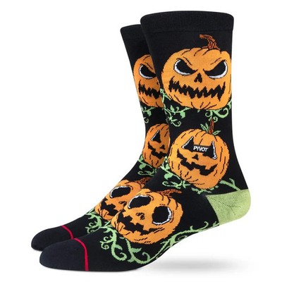 Pyvot Socks Haunted Harvest Angry Pumpkin Comfort Crew Footwear Holiday ...