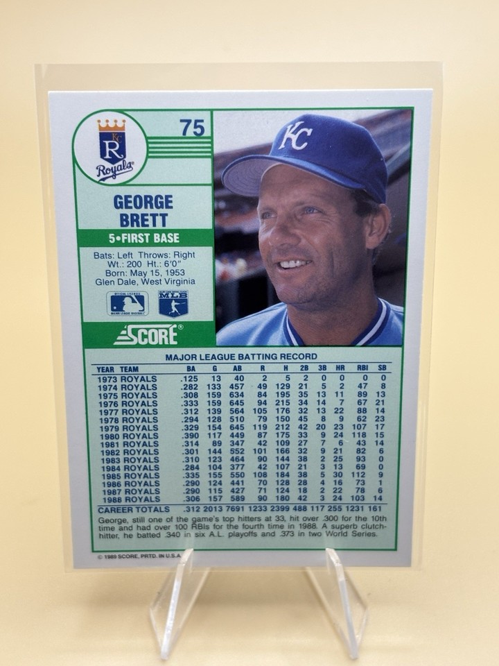 George Brett HOF Kansas City Royals 1989 Score #75 | eBay